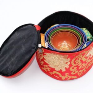 Tibetan Singing Bowls Set of 7 High Sided Colored with Carry Box | Bells for Meditation and Yoga | Sound Therapy Instruments for Relaxation | Singing Bowls Chakra Healing for Spiritual and Mental Calm