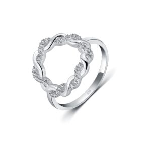 boruo 925 sterling silver ring, twisted infinity karma ring with cubic zirconia cz size 9