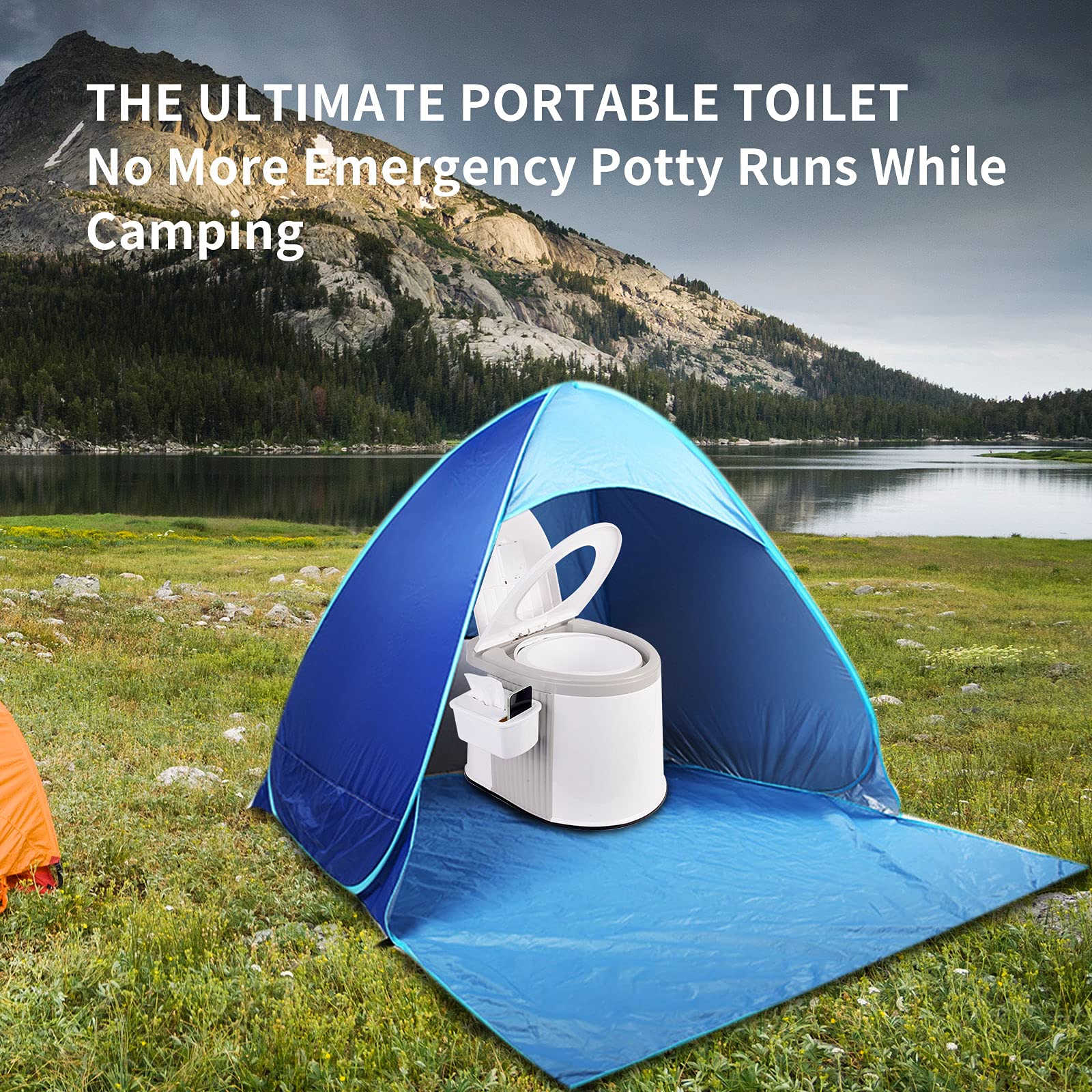 Tiktun Portable Travel Toilet for Camping and Hiking,Grey and White,Large,Toilet