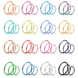 ubjuliwa 48pcs 20g nose rings hoop for women men 316l stainless steel helix tragus piercing lip septum rings cartilage earring hoop piercing jewelry