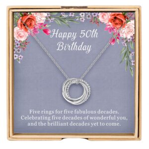 balabelle birthday gifts for women, 30th 40th 50th 60th 70th 80th 90th birthday gifts for women friends, happy birthday necklace 925 sterling silver circle necklace, birthday jewelry for women (50th)