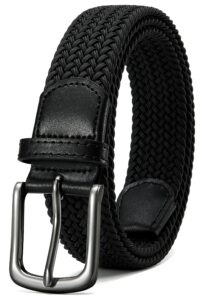 chaoren mens belt - braided stretch golf belt for men 1 3/8"- gift for golf pants casual shorts jeans