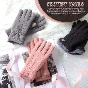 SATINIOR 3 Pairs Women's Winter Warm Touchscreen Gloves Windproof Thermal Texting Gloves Elastic Cuff Winter Gloves for Women Girls Winter Running Cycling (Black, Grey, Pink)