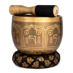 telsha meditative deep singing bowl with mallet and cushion - tibetan sound bowls for energy healing, mindfulness, grounding, zen, meditation - exquisite, unique home decor and gift sets, 1693