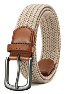 chaoren mens belt - braided stretch golf belt for men 1 3/8"- gift for golf pants casual shorts jeans