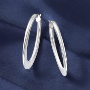 Ross-Simons Italian Sterling Silver Flat Oval Hoop Earrings