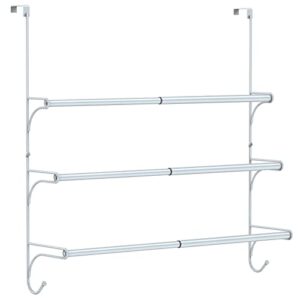 auledio adjustable over the door triple towel rack with hooks,silver