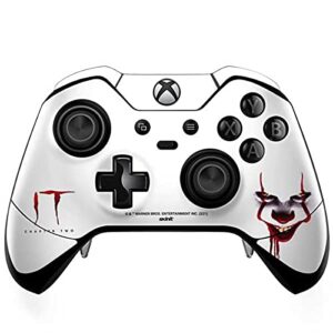 skinit decal gaming skin compatible with xbox one elite controller - officially licensed warner bros pennywise bloody design