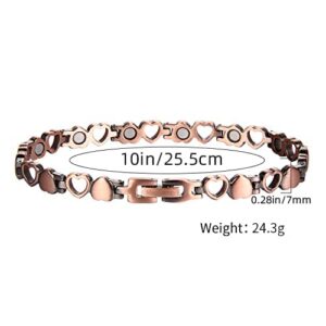 BioMag Copper Ankle Bracelet for Women, Magnetic Ankle Bracelet with 3500 Gauss Magnets, Heart-Shaped Adjustable Copper Anklet with Sizing Tool