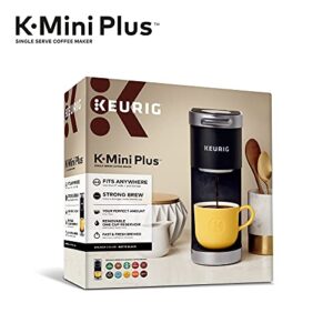 Keurig K-Mini Plus Single Serve Coffee Maker with Café Bustelo Espresso Style Dark Roast Coffee, 72 K-Cup Pods