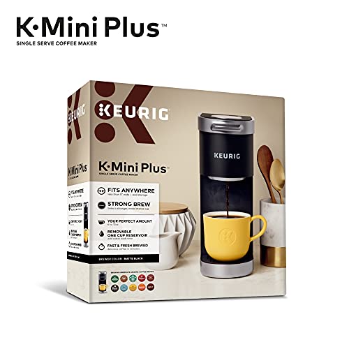 Keurig K-Mini Plus Single Serve Coffee Maker with Café Bustelo Espresso Style Dark Roast Coffee, 72 K-Cup Pods