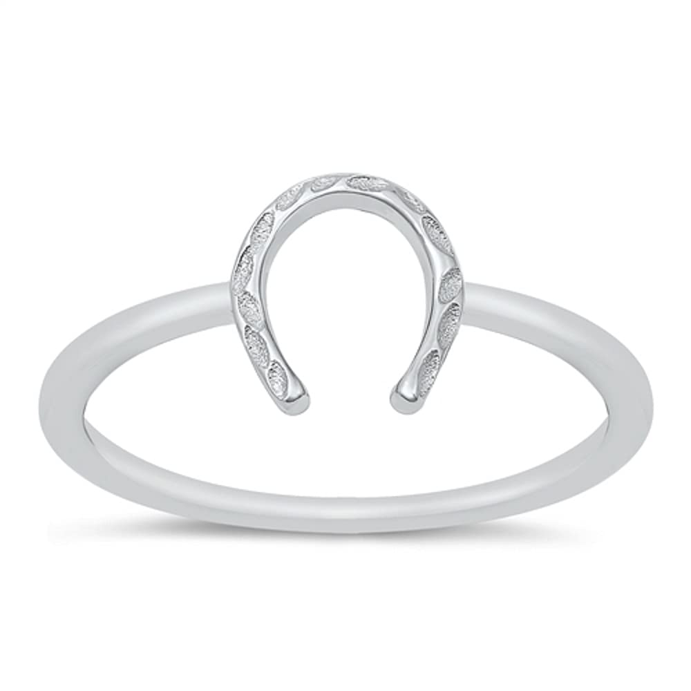 CloseoutWarehouse Sterling Silver Hammered Horseshoe Ring Size 6