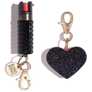 blingsting pepper spray maximum oc strength self defense spays for women, 12 ft spray range & uv dye