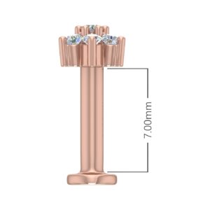 FINEROCK 0.04 Carat 7-Stones Cluster Diamond Nose Pin Stud in 14K Rose Gold