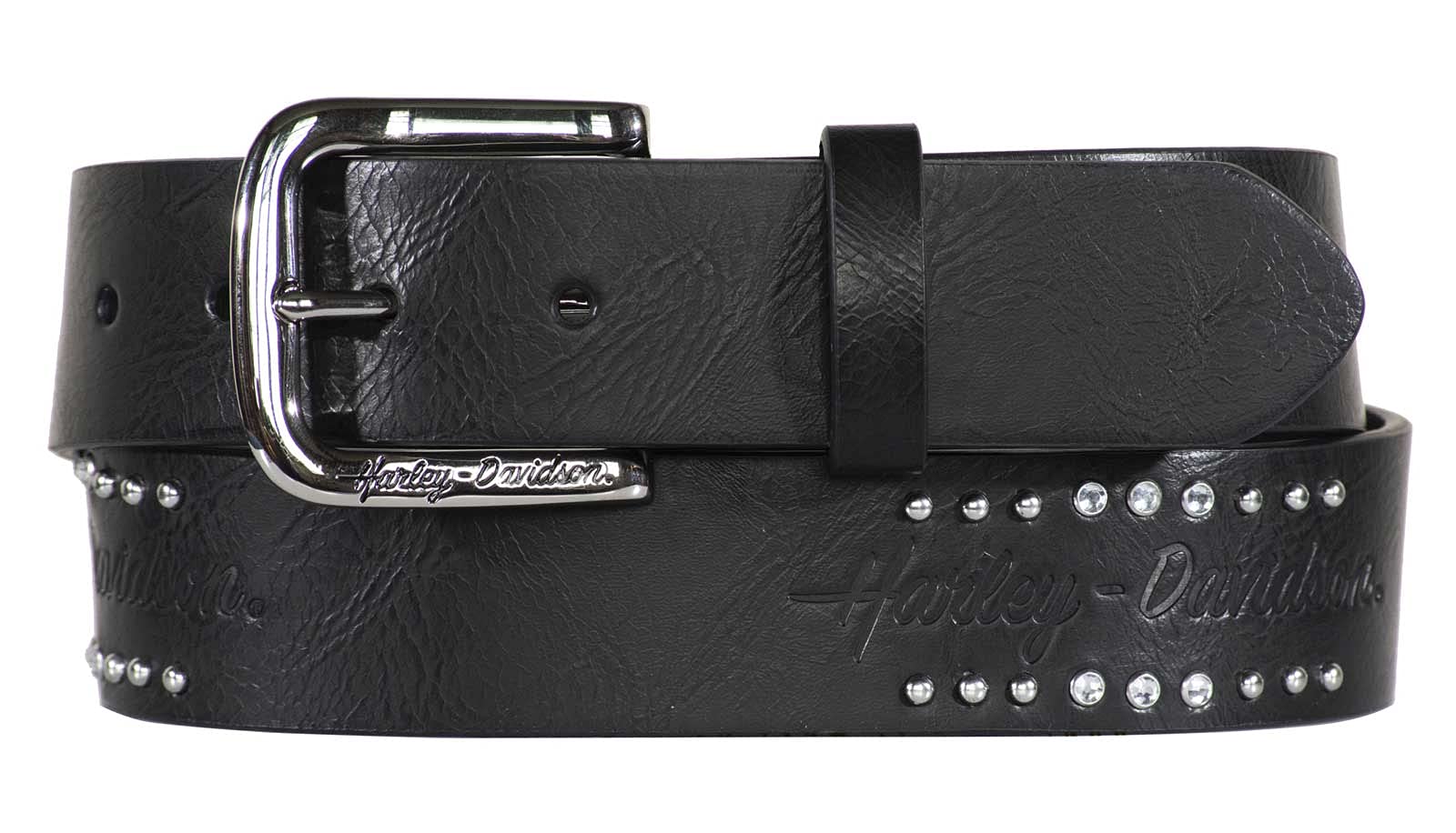 Harley-Davidson Women's Rockers Rhinestones Genuine Leather Belt - Black (S)