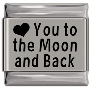 newcharms love you to the moon and back laser engraved italian charm (9mm standard size)