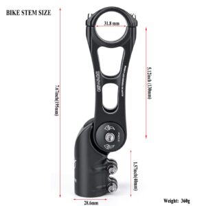 Bike Stem - 130 Degree Adjustable Bicycle Stem- 75mm 90mm 130mm Handlebar Stem Riser for 31.8(1-1/4") Handlebars, Suitable for Most of Mountain Bike, Road Bike, BMX