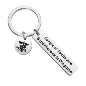 lywjyb birdgot surgical tech keychain for surgical technologist gift surgical techs are superheroes in disguise keychain (surgical techs are)