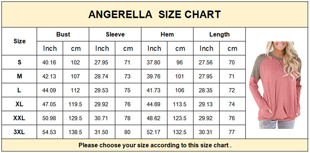 Angerella Tops for Women Cute Color Block Long Sleeve Shirts Basic Lightweight Round Neck Sweatshirt Gray M