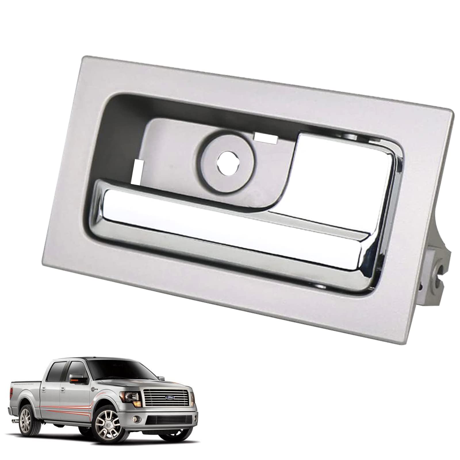 BJYXSHOP Interior Door Handle Front Or Rear Right Passenger Side Replacement for 2009 2010 2011 2012 2013 2014 Ford F150,9L3Z1522600CB,90825,Chrome Lever+Silver Gray Housing