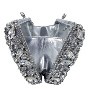 Boutique De FGG Flower Silver Crystal Clutch Purses and Handbags Women Evening Bags Wedding Bridal Rhinestone Clutch Bag