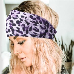 Acenail Leopard Boho Headbands Criss Cross Hair Bands Nonslip Elastic Headwrap Cloth Twist Hair Scarfs Yoga Headwear Workout Headpiece Stretch Hair Accessories for Women and Girls 4Pcs