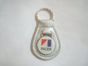 1975 1976 1977 1978 1979 amc pacer logo emblem leather keychain - silver