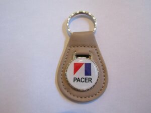 1975 1976 1977 1978 1979 amc pacer logo emblem leather keychain - beige