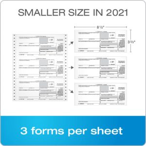 Adams 1099 NEC 3 Up 2021 Continuous Forms, 4 Part Carbonless Forms, for Pin Fed Dot Matrix Printers, with 3 1096, 20 Pack (TXA2299-NEC21)