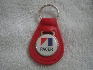 1975 1976 1977 1978 1979 amc pacer logo emblem leather keychain - red