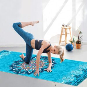 Large Yoga Towel 74"x27.5" Rubber Grip Dots Bottom Non Slip Soft Yoga Mat Towel with Travel Bag for Hot Yoga Pilates and Workout