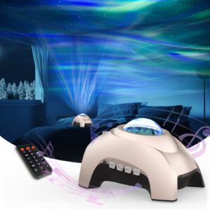 northern lights aurora projector, airivo galaxy projector music speaker with white noise, star projector night light for kids adults, star light projector for home decor bedroom/ceiling/party (gold)