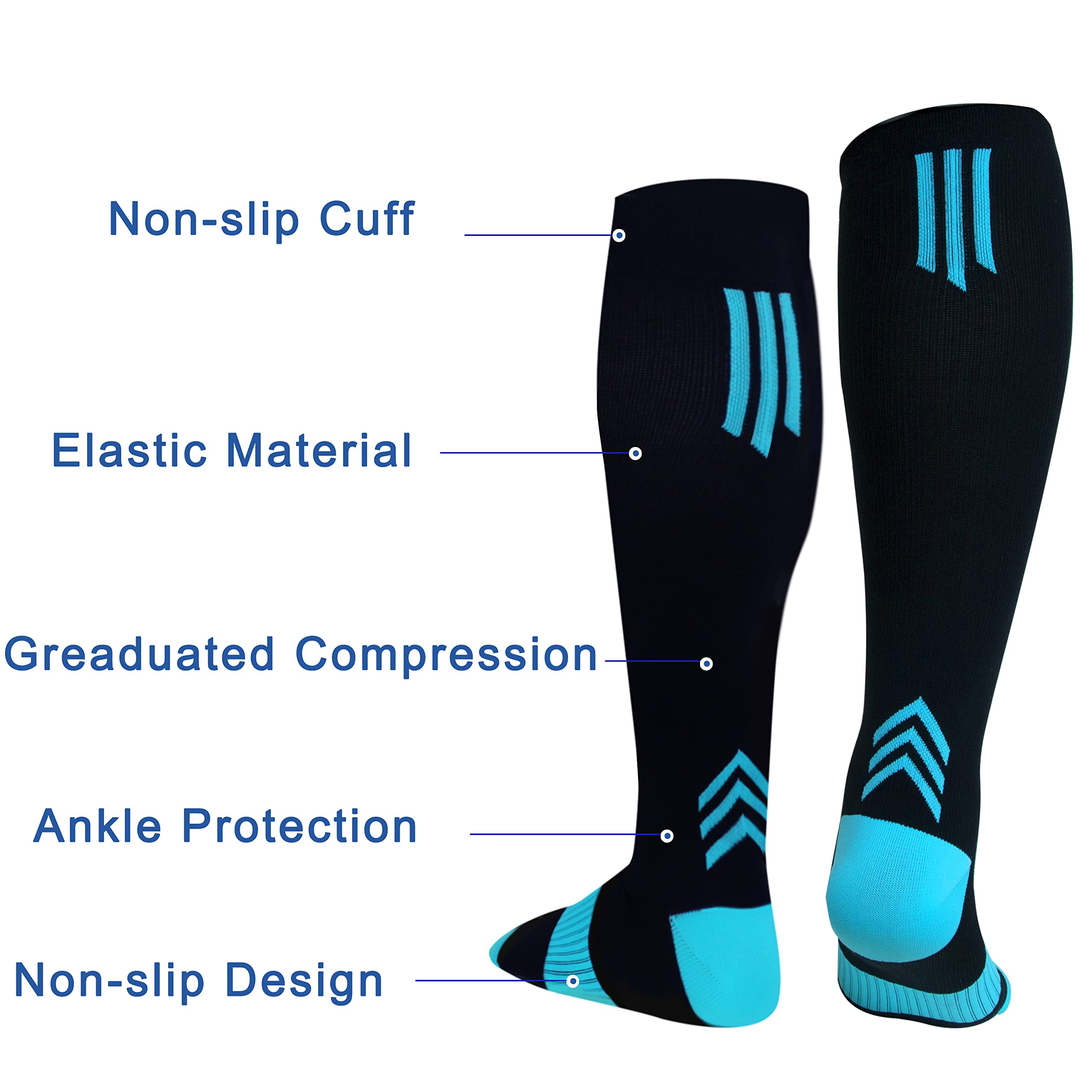 Tapesb 3 Pairs Plus size compression socks wide calf women men knee high 20-30 mmhg circulation for swelling 2xl 3xl 4xl 5xl