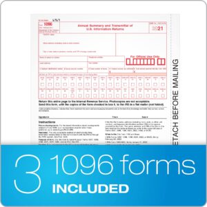 Adams 1099 NEC 3 Up 2021 Continuous Forms, 4 Part Carbonless Forms, for Pin Fed Dot Matrix Printers, with 3 1096, 20 Pack (TXA2299-NEC21)