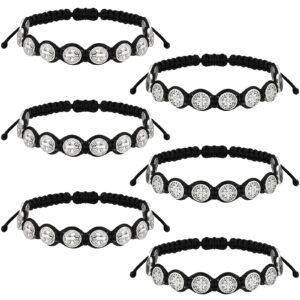 hicarer 6 pcs protection bracelet benedict cord wrist bracelets adjustable medal rosary bracelet catholic gifts for women men (classic)