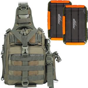 blisswill fishing tackle backpack with two 3600 fishing tackle boxes