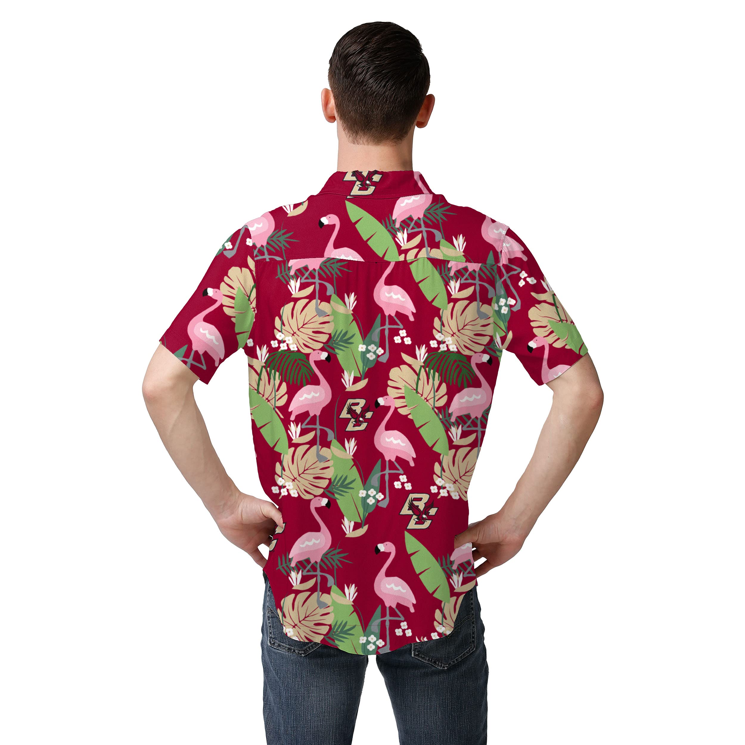 FOCO Boston College Eagles NCAA Mens Floral Button Up Shirt - L Team Color