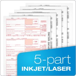 TOPS 1099 NEC 3 Up Forms 2021, Tax Forms Kit for 30 Recipients, 5 Part NEC Tax Form Sets with Self Seal 1099 Envelopes and 3 1096 (TX22905KIT-NE21)