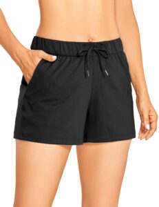 crz yoga stretch womens shorts 3.5'' - athletic workout hiking shorts for summer golf running shorts pockets dressy casual black-3.5'' small