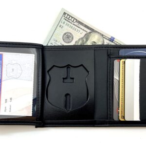 Perfect Fit Shield Wallets NYPD Patrol Officer New York City Police Department Patrolman Hidden Badge Wallet Leather Black (Cutout PF-145)