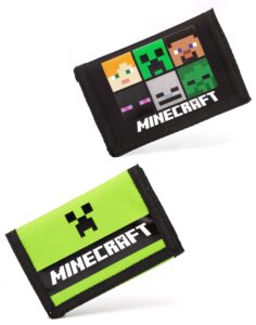 minecraft wallets game black or green creeper money purse one size