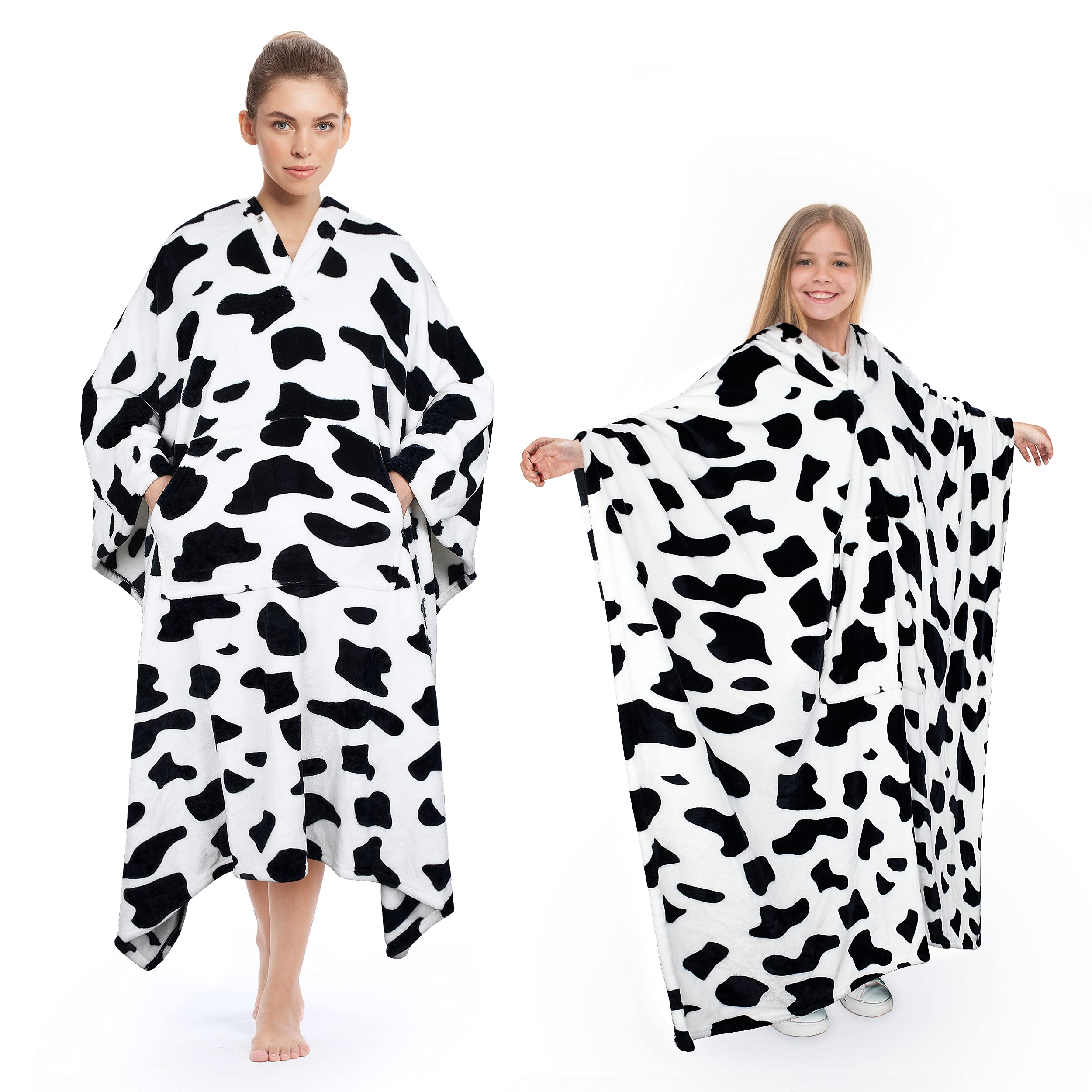 Poncho Blanket Super Soft Comfy Plush Wearable Fleece Blanket for Adult Women Men Kids Throw Wrap Cover Indoors or Outdoors, 55''x 80'' Dalmation