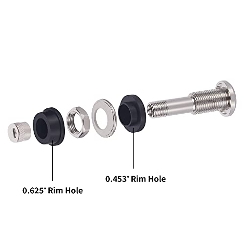 Vaincre 4 PCS TR416 Metal Valve Stems, Tire Valve Stems, High Pressure Valve Stems Outer Mount Fits 0.453" and 0.625" Rim Hole, 1 1/2" Long (Silver)