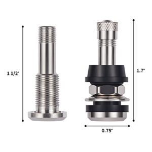 Vaincre 4 PCS TR416 Metal Valve Stems, Tire Valve Stems, High Pressure Valve Stems Outer Mount Fits 0.453" and 0.625" Rim Hole, 1 1/2" Long (Silver)