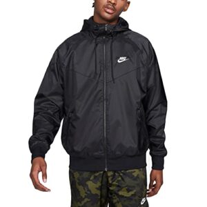 nike mens sportswear windrunner hooded windbreaker coat, black, xx-large