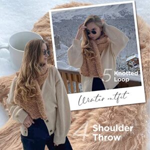 KM CHOICE ONE Scarf: Infinity Scarf, Faux Fur Shawl, Giving Shawl, Scarfs for Women Winter Warm, Shawl Wraps for Women, Gifts for Men, Christmas Gift, Soft & Fluffy Scarf in Gift Box (Black)