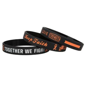 Sainstone Orange Awareness Ribbon Silicone Bracelets with Saying - FAITH, HOPE, LOVE, KEEP FAITH, BE STRONG - Cancer & Cause Wristbands Gifts for Men Women, Patients, Survivors, Family (Unisex)