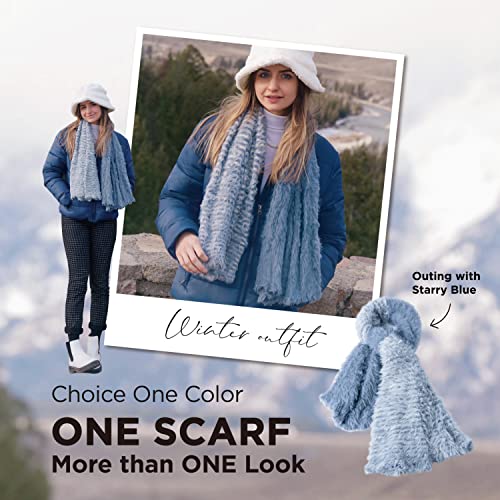 KM CHOICE ONE Scarf: Infinity Scarf, Faux Fur Shawl, Giving Shawl, Scarfs for Women Winter Warm, Shawl Wraps for Women, Gifts for Men, Christmas Gift, Soft & Fluffy Scarf in Gift Box (Black)