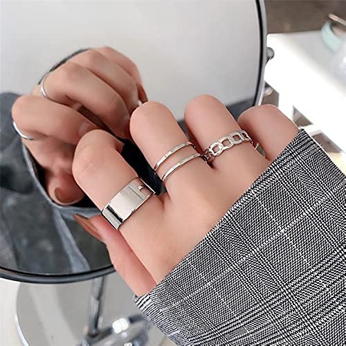 ZZ ZINFANDEL Gothic Punk Chain Finger Rings Set, 17PCS Adjustable Stackable Vintage Silver Rings for Women Men,Happy Cross Butterfly Knuckle Rings (Silver)