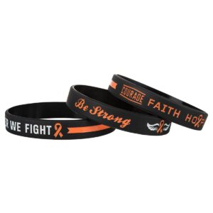 Sainstone Orange Awareness Ribbon Silicone Bracelets with Saying - FAITH, HOPE, LOVE, KEEP FAITH, BE STRONG - Cancer & Cause Wristbands Gifts for Men Women, Patients, Survivors, Family (Unisex)